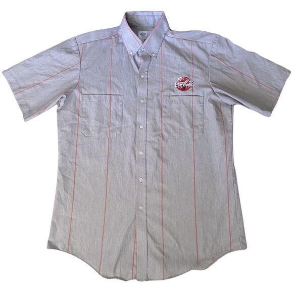 Coca Cola | Shirts | Coca Colastriped Button Up Uniformembroidered Logo ...